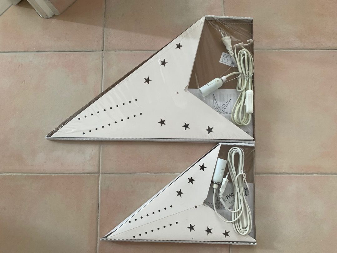 Ikea Strala Star Lampshade white x 2 (Big & Small), Furniture & Home ...