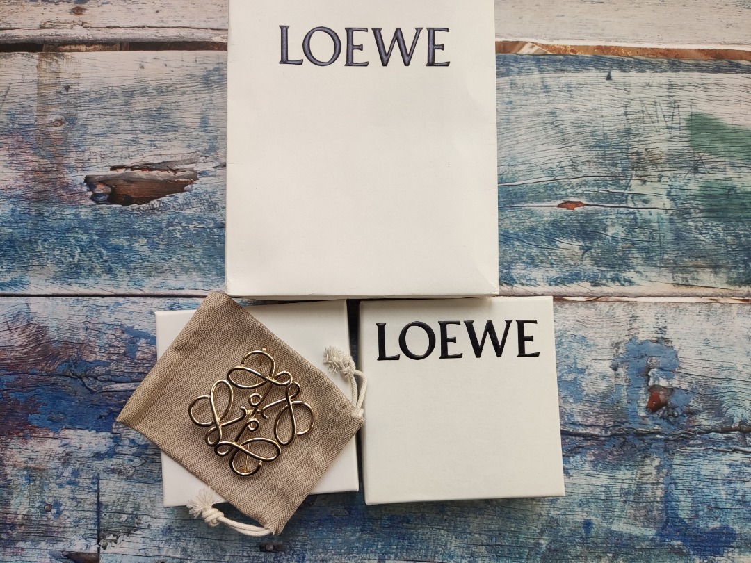 LOEWE women's gold logo pattern brooch, Babies & Kids, Babies & Kids ...