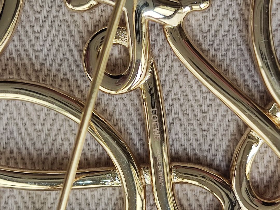 LOEWE women's gold logo pattern brooch, Babies & Kids, Babies & Kids ...