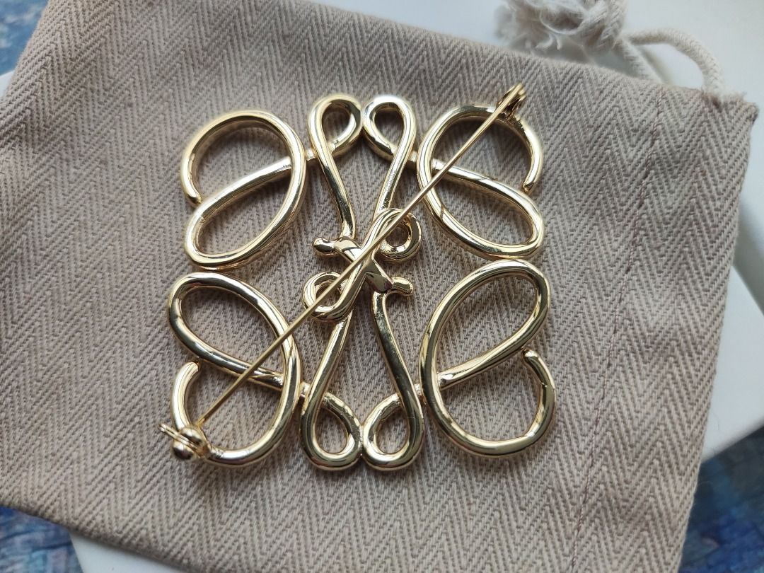 LOEWE women's gold logo pattern brooch, Babies & Kids, Babies & Kids ...