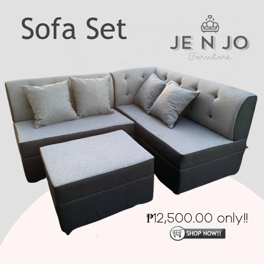 L-Shaped Sofa Set with Stool, Furniture & Home Living, Furniture, Sofas on Carousell