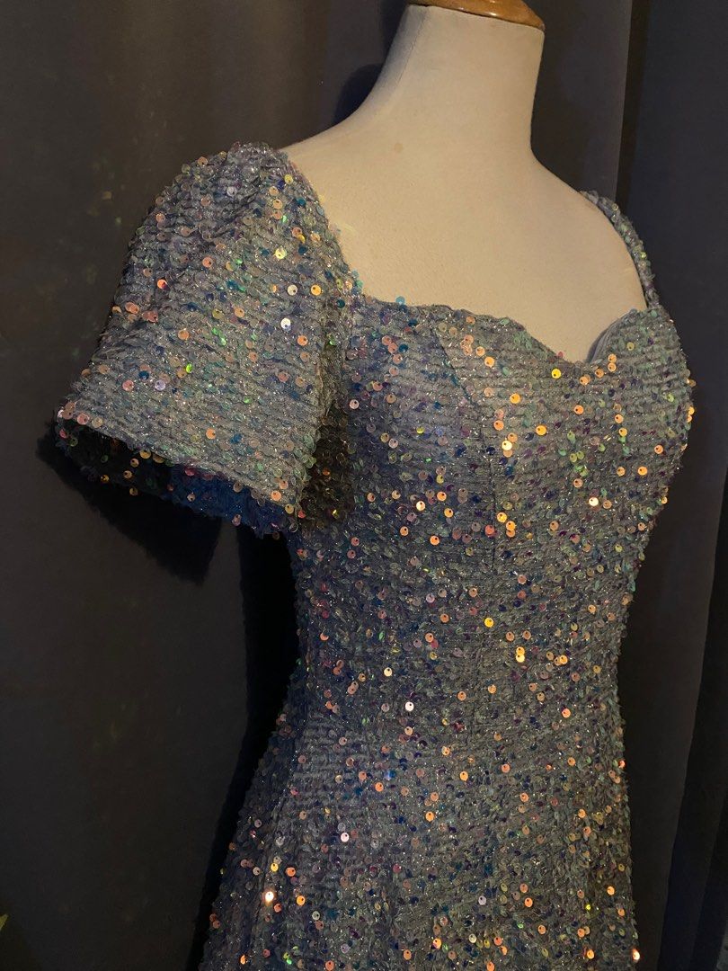 Magical Fairy Dust Ash Blue All over Sequined Gown on Carousell