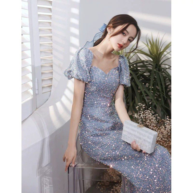 Magical Fairy Dust Ash Blue All over Sequined Gown on Carousell