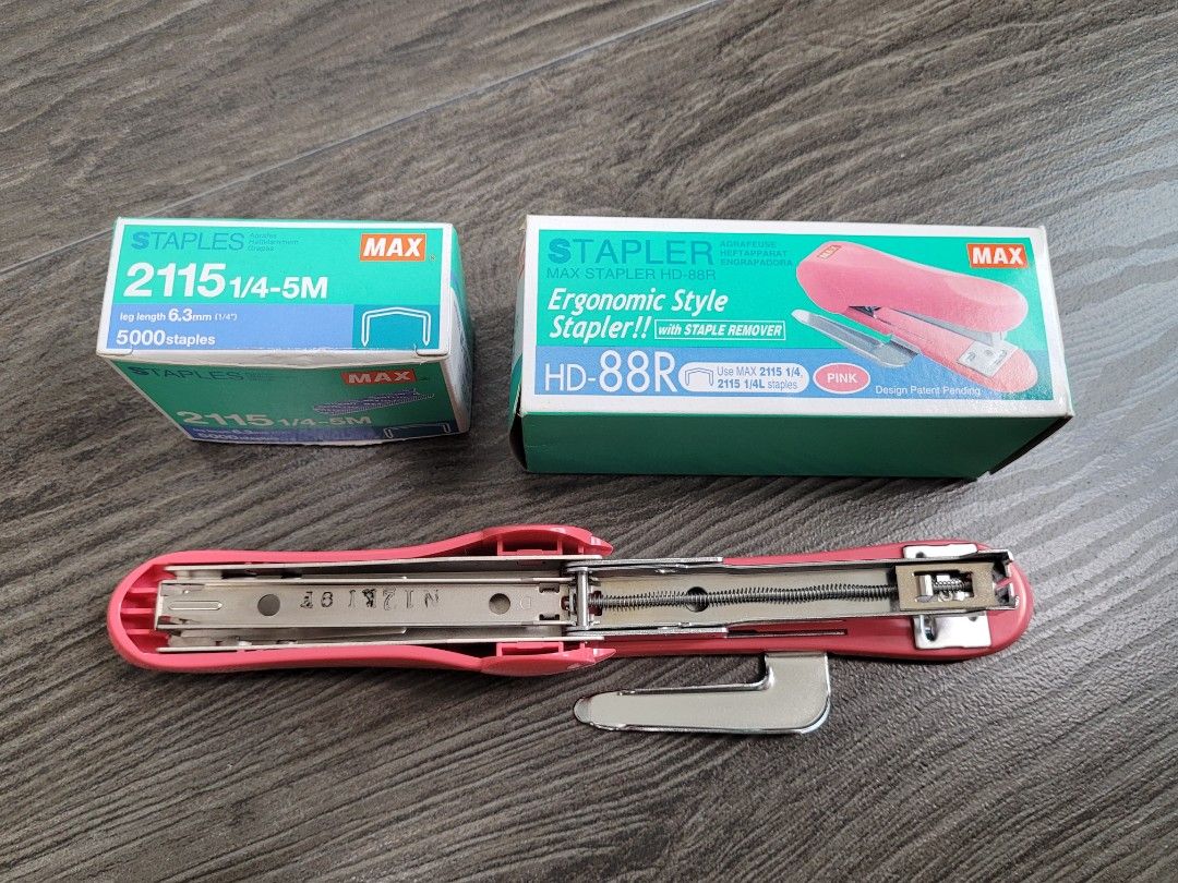 Max HD-88R Ergonomic Stapler with Stapler Bullet, Hobbies & Toys, Stationery & Craft, Stationery ...