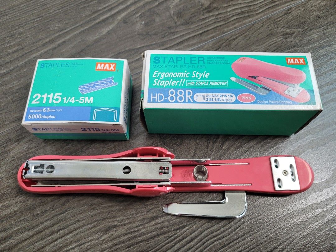 Max HD-88R Ergonomic Stapler with Stapler Bullet, Hobbies & Toys ...