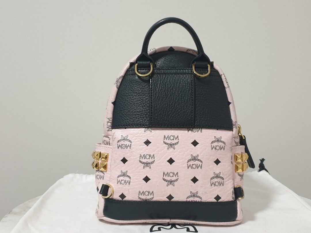Authentic MCM Stark Bebe Boo Side Studs Backpack in Visetos, Luxury, Bags & Wallets on Carousell