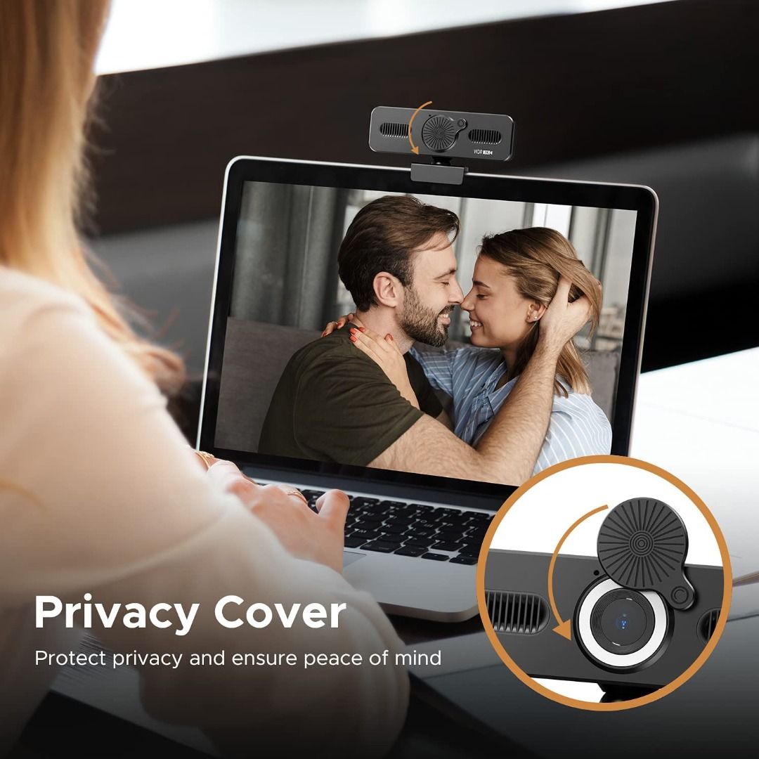 muson 2K QHD Webcam with Adjustable Ring Light & Privacy Cover, Web ...