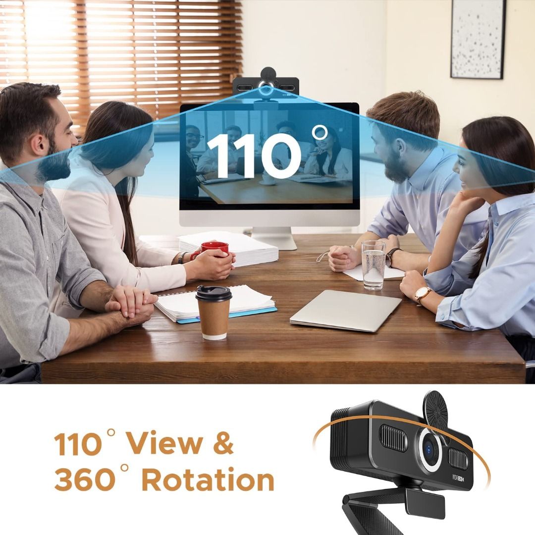 muson 2K QHD Webcam with Adjustable Ring Light & Privacy Cover, Web ...