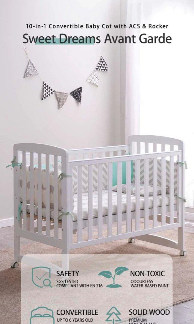 NEW!! Palette Box Sweet Dreams Avant Garde 10-in-1 Convertible Baby Cot ...