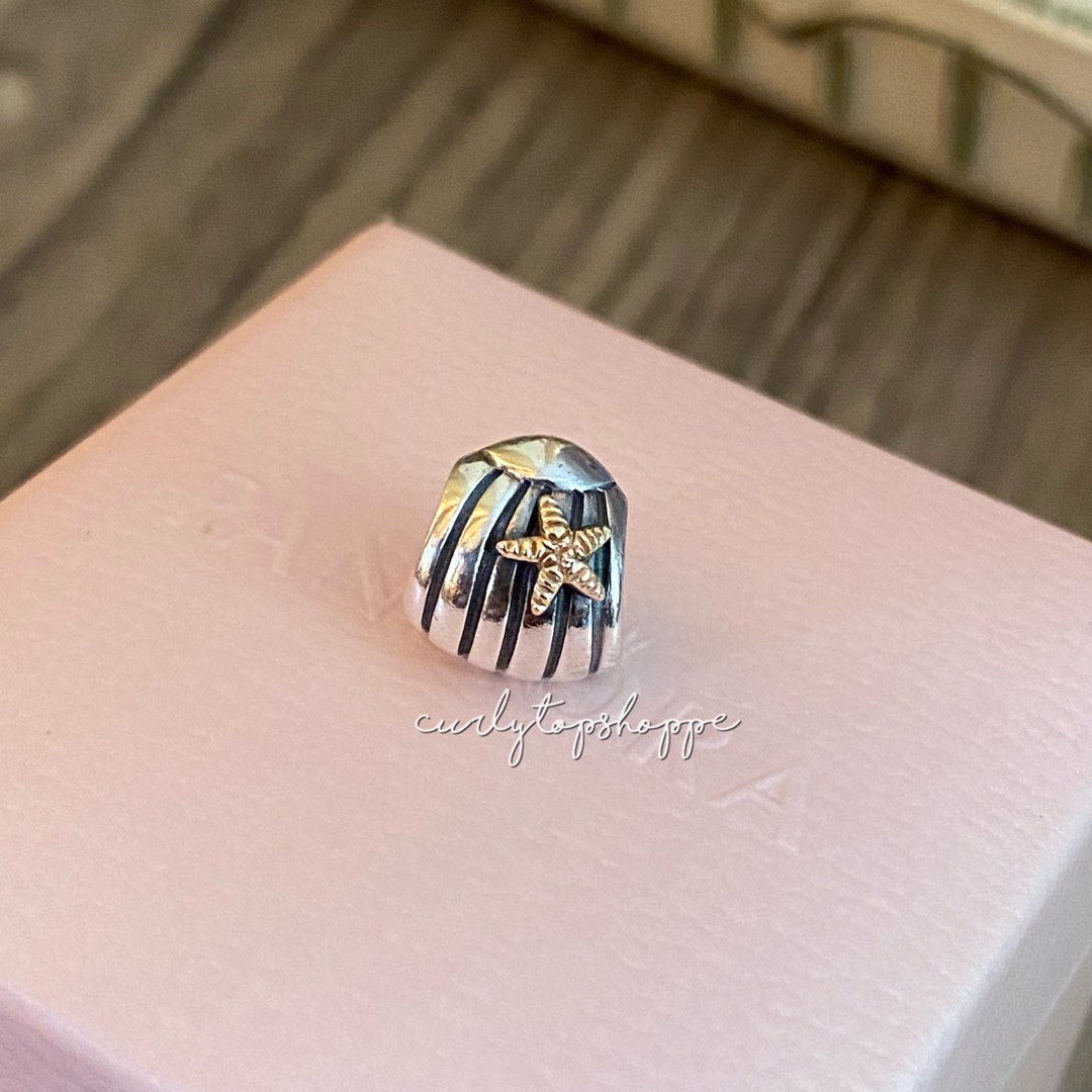 Pandora Shell with Starfish Two Tone Charm, Women's Fashion, Jewelry ...