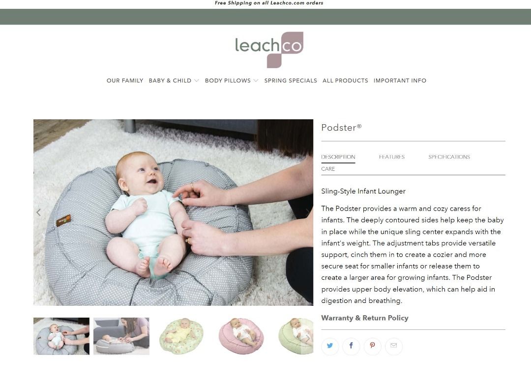 Podster infant lounger [Leachco], Babies & Kids, Baby Nursery & Kids Furniture, Childrens' Beds ...