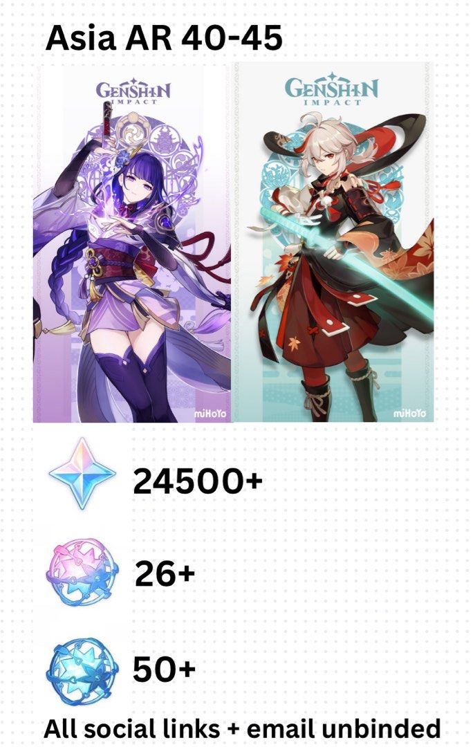 Raiden Kazuha 230+ Wishes - AR40 Raiden Kazuha Genshin Impact Reroll ...