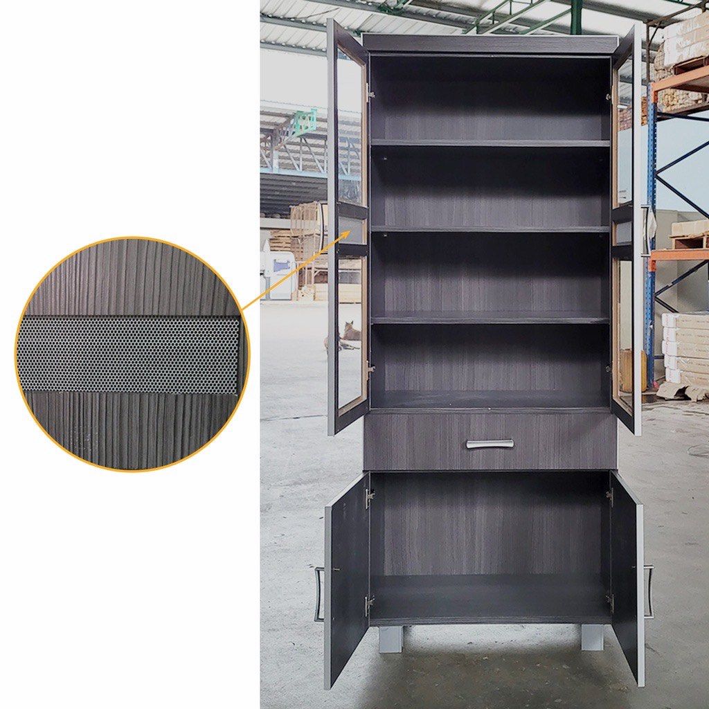 ROAM 6ft Kitchen Cabinet 4 Door Storage Glass Cabinet Pantry Dapur ...