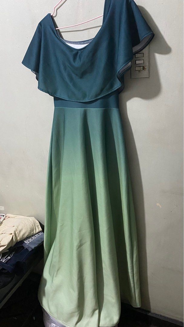 Sage green ombre bridesmaid wedding abay long gown, Women's Fashion, Dresses & Sets, Evening ...