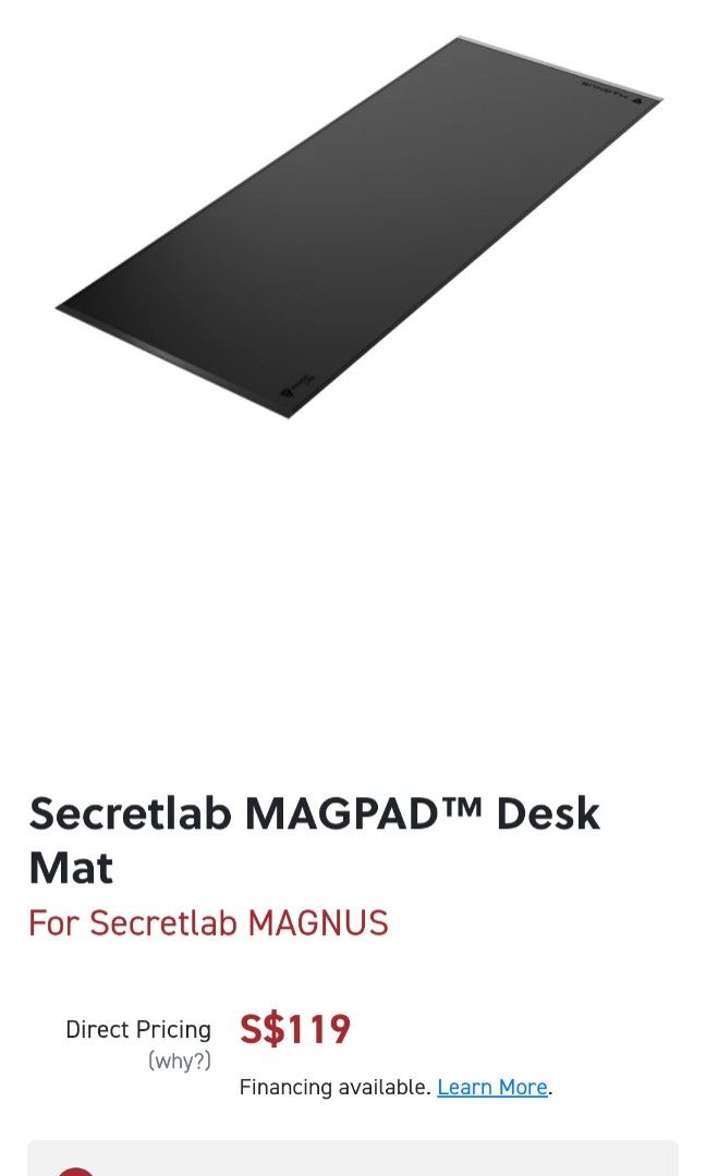 Secretlab Magnus Pro XL magpad (Signature Black) BRAND NEW, Furniture ...