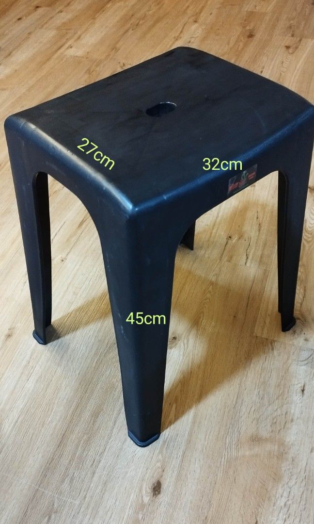 Strong, durable, stable, stackable, wide pvc plastic stool (nice black ...