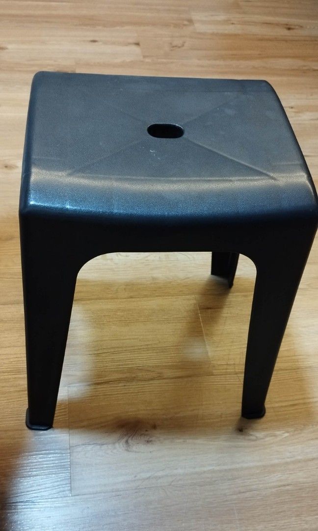 Strong, durable, stable, stackable, wide pvc plastic stool (nice black ...