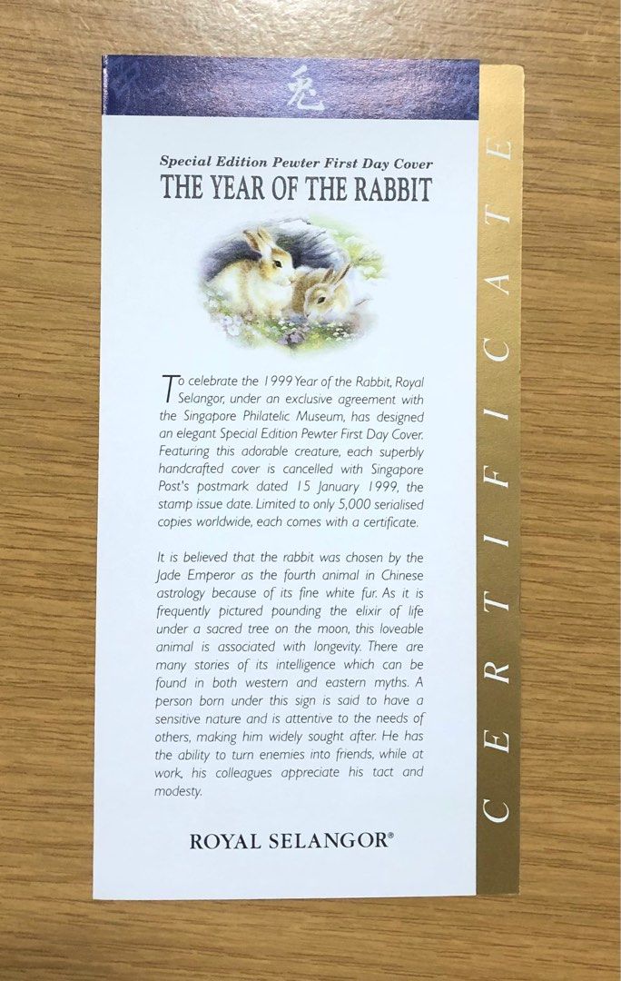 1999 Singapore Rabbit Zodiac 1st Series Special Edition Royal Selangor ...
