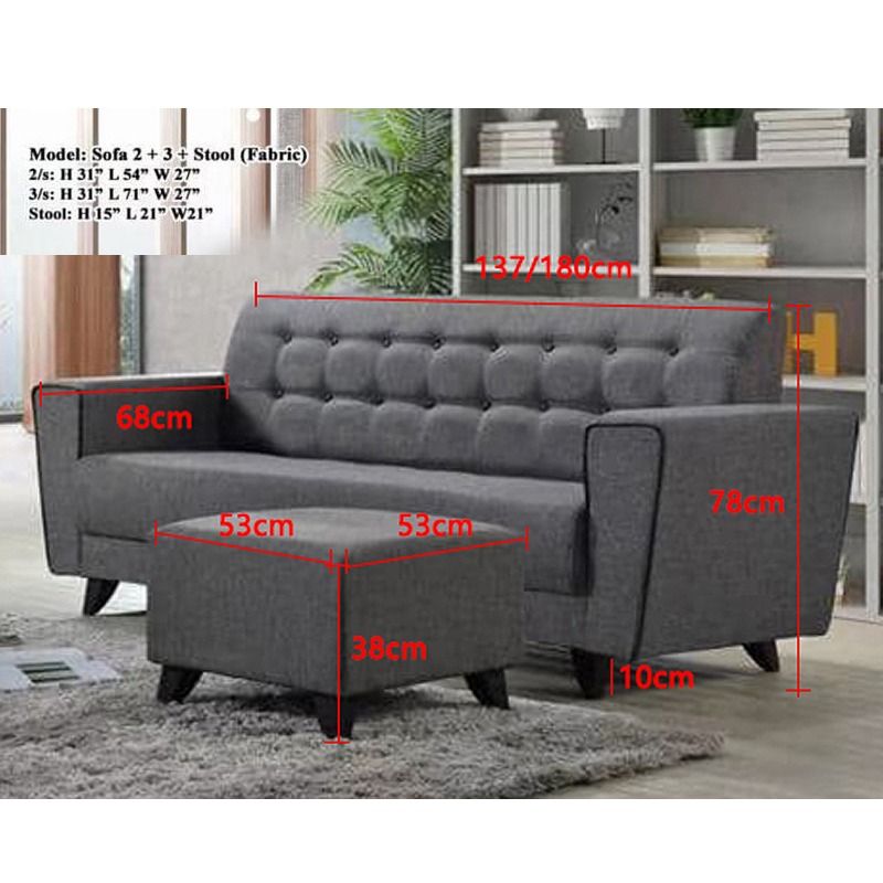 && New 3 Seater Sofa with Stool &&Sofa Grey Color Cash on delivery ...