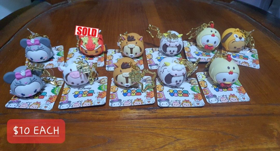 Authentic Tsum Tsum Zodiac Keychains/Figures - Rat, Cow, Tiger, Rabbit ...