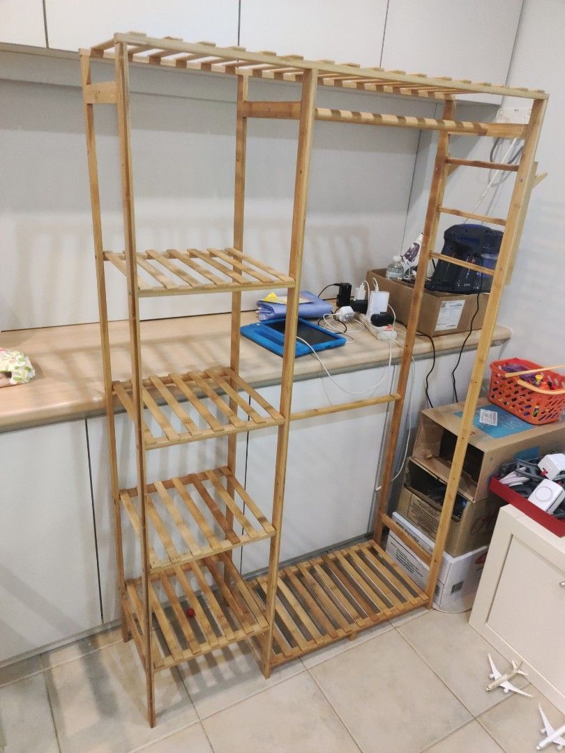 Bamboo Light Open Wardrobe Clothes Rack, Furniture & Home Living ...