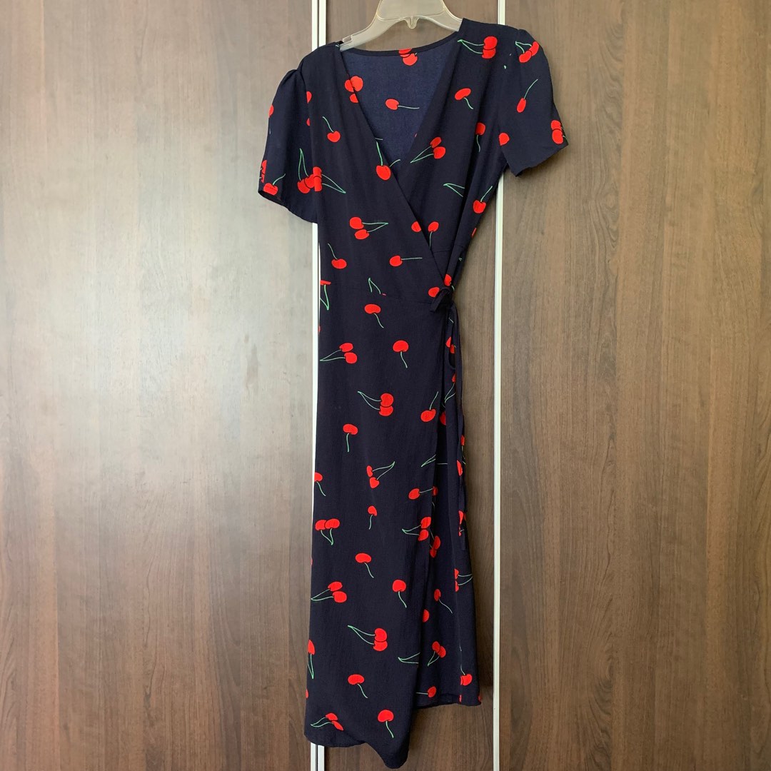 Bangkok Cherry Wrap Dress, Women's Fashion, Dresses & Sets, Dresses on ...