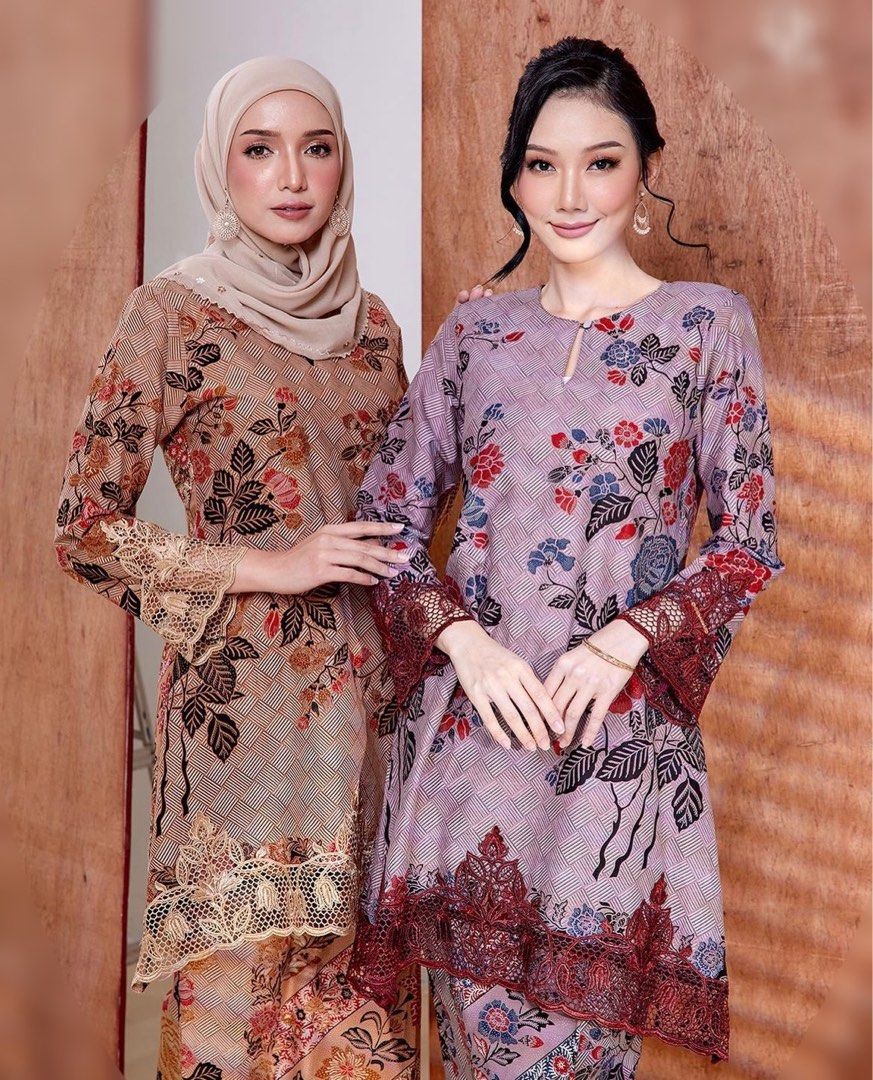 Batik Raya Premium Nusantara & lace kurung 2023, Women's Fashion ...