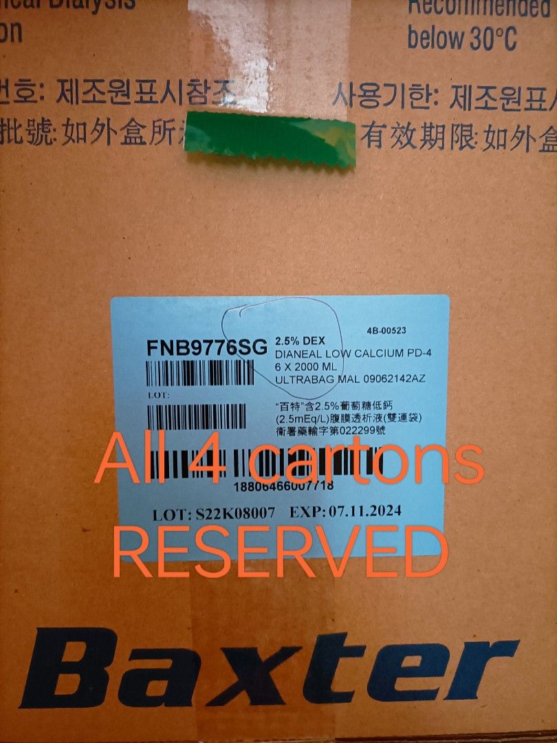 Baxter Peritoneal Dialysis Solution, Health & Nutrition, Medical ...