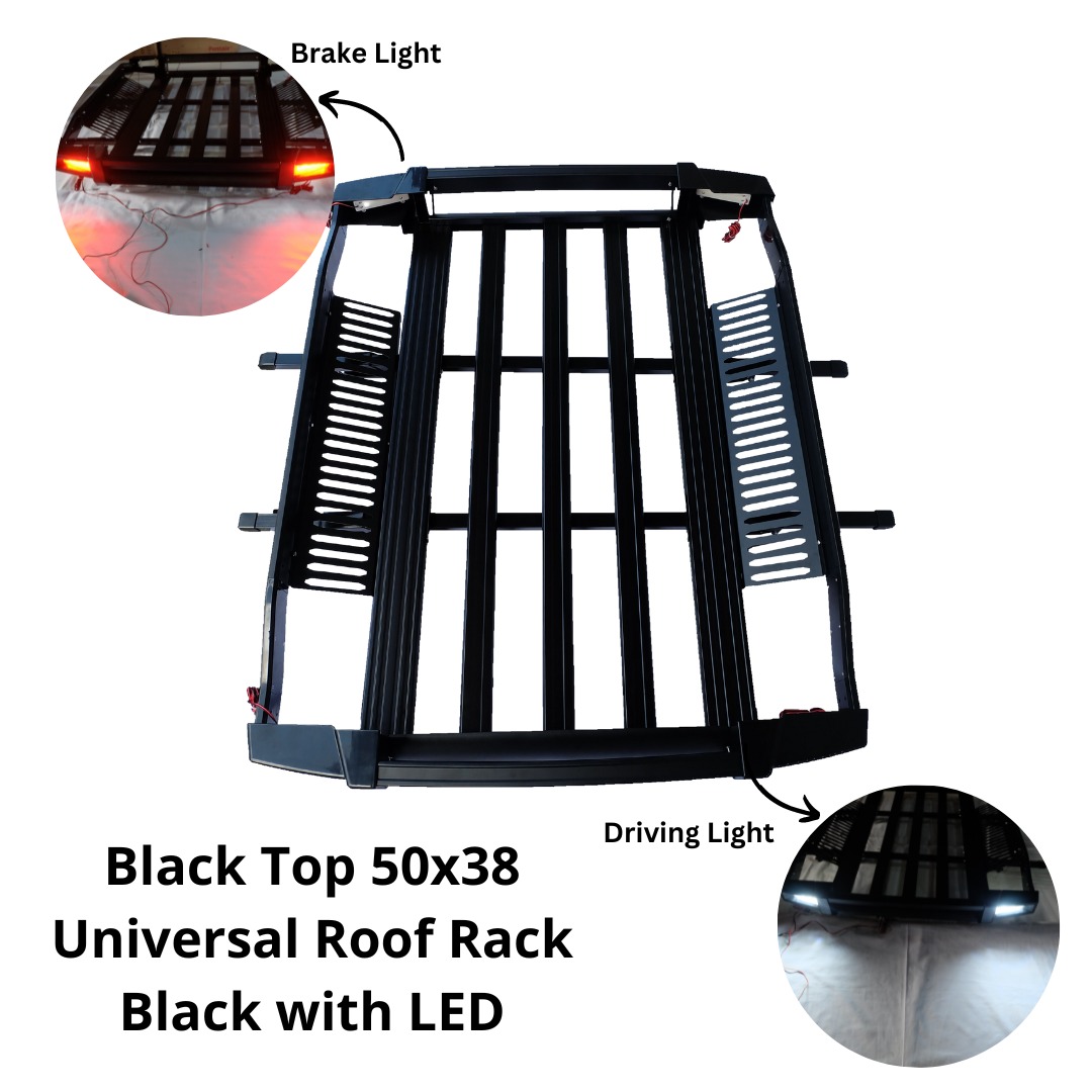 Black Top Universal Basket Roof Basket Top Rack Luggage Rack with LED ...