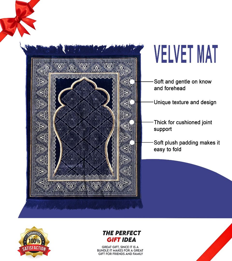 Blue Premium Islamic Muslim Prayer Matt - Free Tasbih Gift - Sejedah ...
