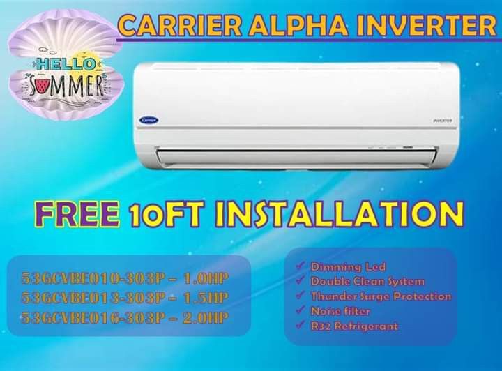 carrier alpha series split type inverter Aircon with free installation ...