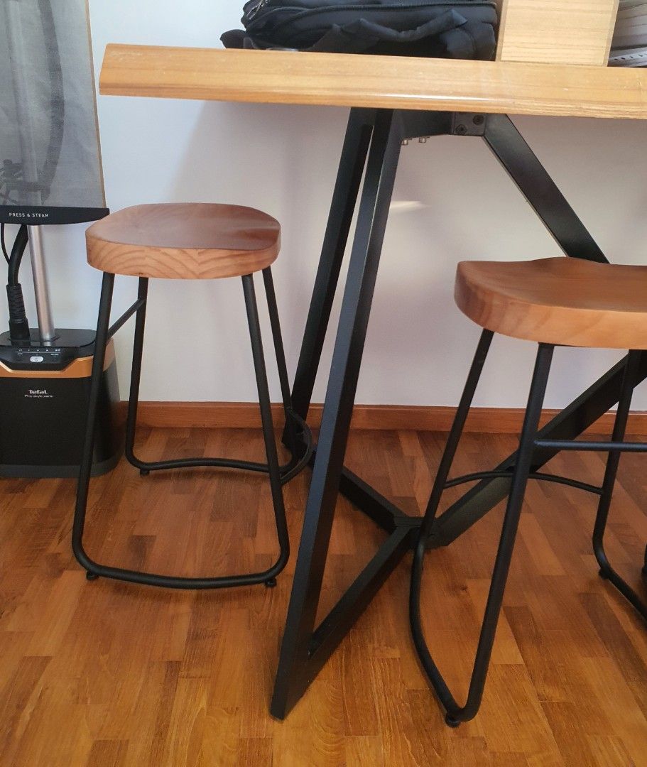 Classic wooden long high table and stools, Furniture & Home Living ...