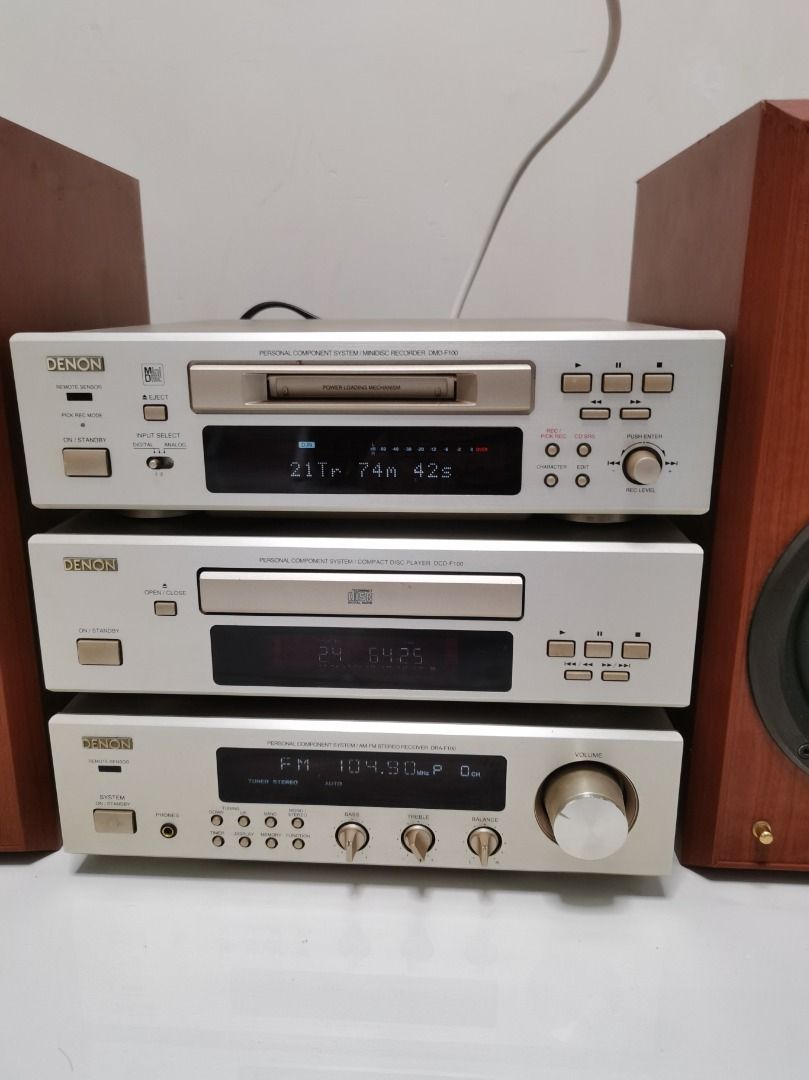 DENON MINI HIFI PERSONAL COMPONENT SYSTEM/AM-FM STEREO AMPLIFIER DRA-F100, 音響器材, 音樂播放裝置 MP3及CD ...