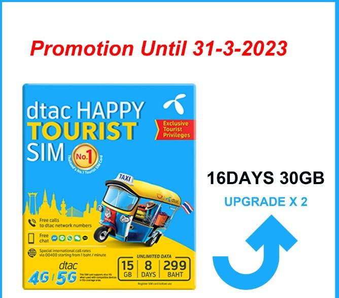eSIM dtac (Thailand) HAPPY Tourist SIM - Unlimited Data for 16 days ...