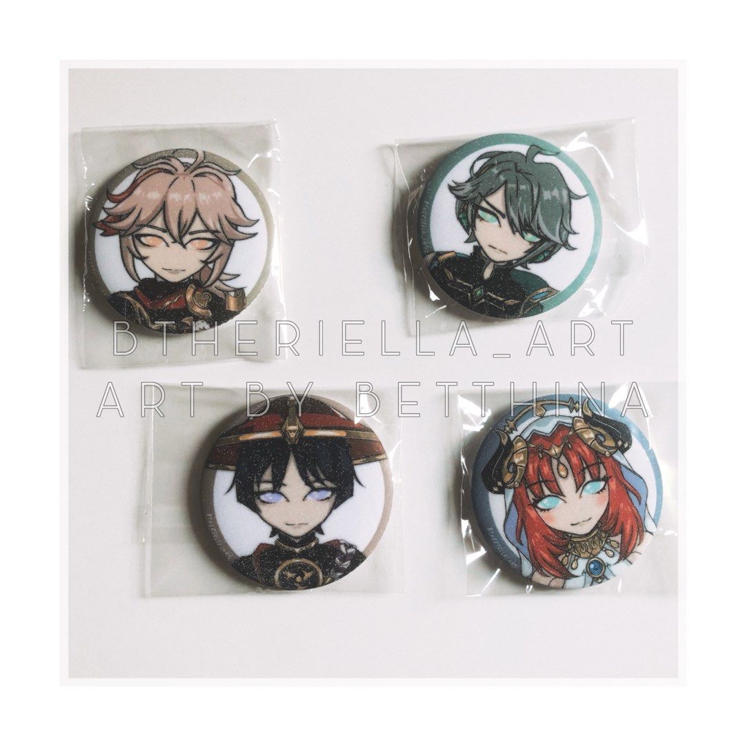 Genshin Impact pins - art by Betthina, Hobbies & Toys, Stationary ...