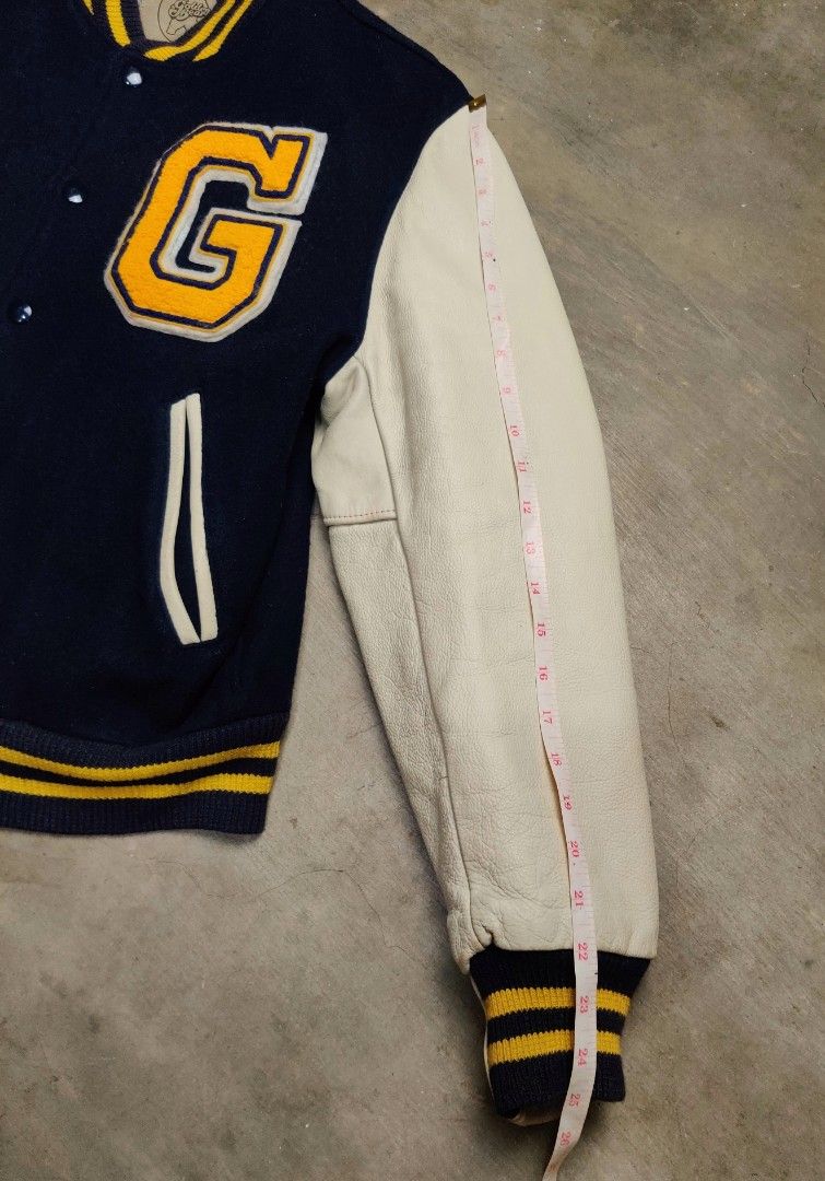 GOLDEN BEAR G VARSITY JACKET WOOL BODY LEATHER SLEEVES on Carousell