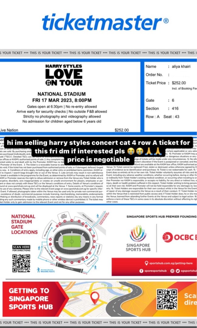 harry styles cat 4 row A concert ticket, Tickets & Vouchers, Event ...