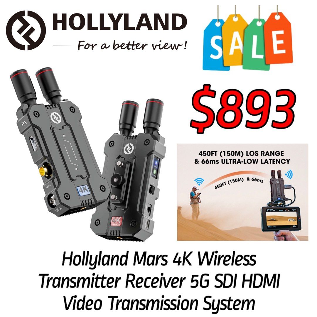 Hollyland Mars 4K Wireless Transmitter Receiver 5G SDI HDMI Video ...