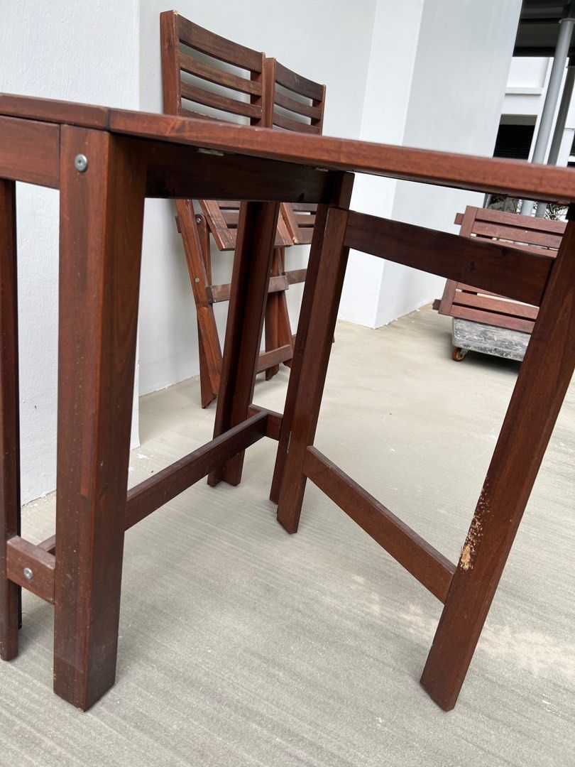 IKEA APPLARO OUTDOOR TABLE + 2 chairs (all foldable), Furniture & Home ...