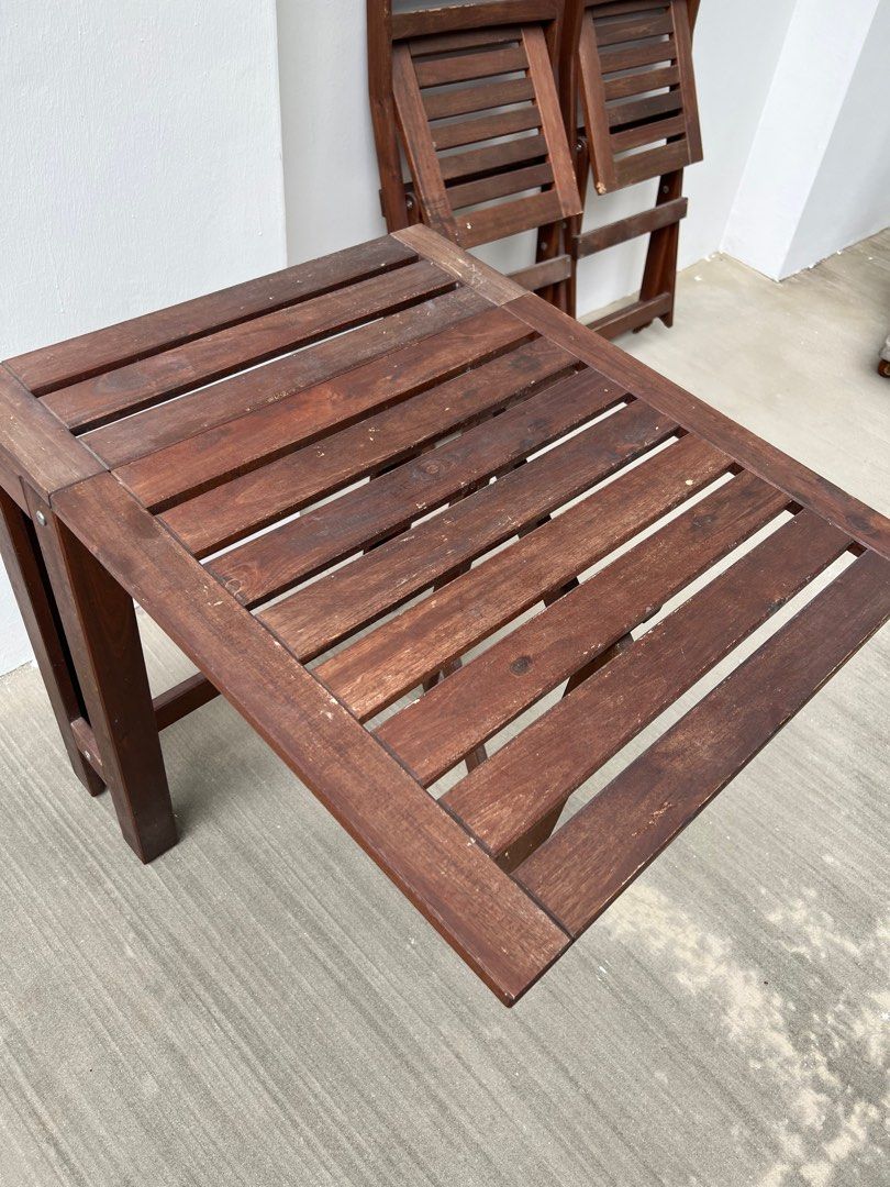 IKEA APPLARO OUTDOOR TABLE + 2 chairs (all foldable), Furniture & Home ...
