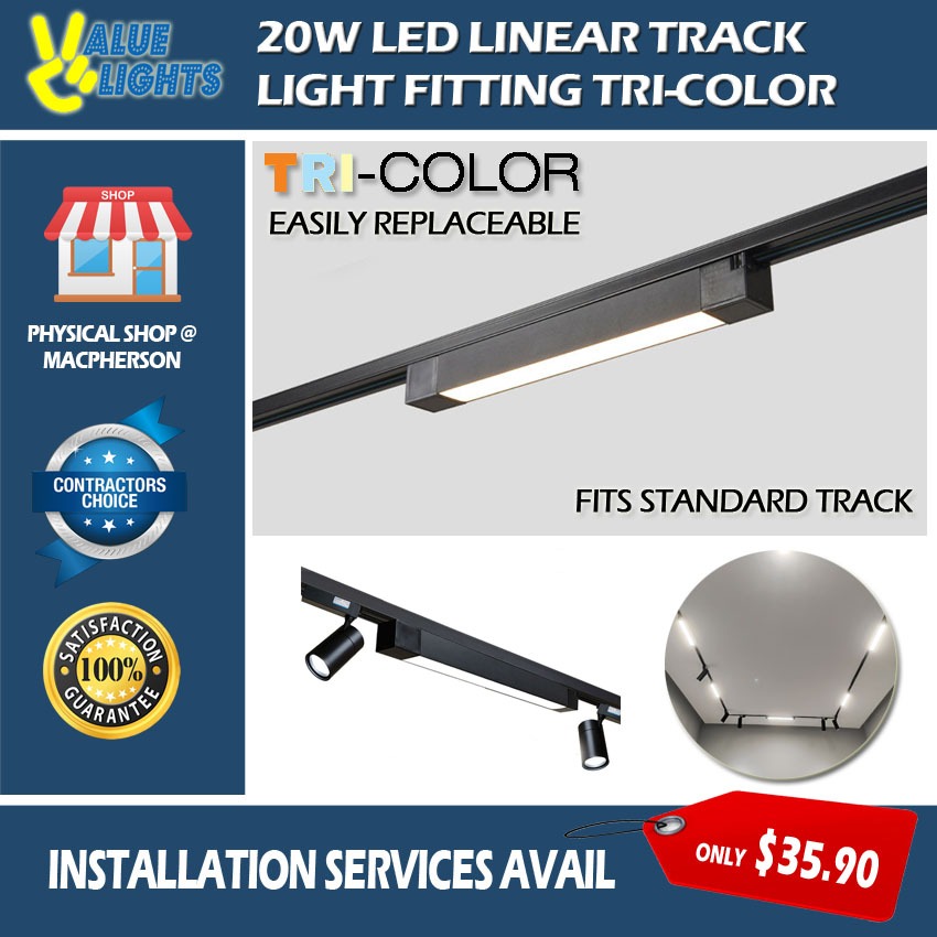 LED Linear Track Light 20W Tri Color Slim Bar Fitting, Furniture & Home ...