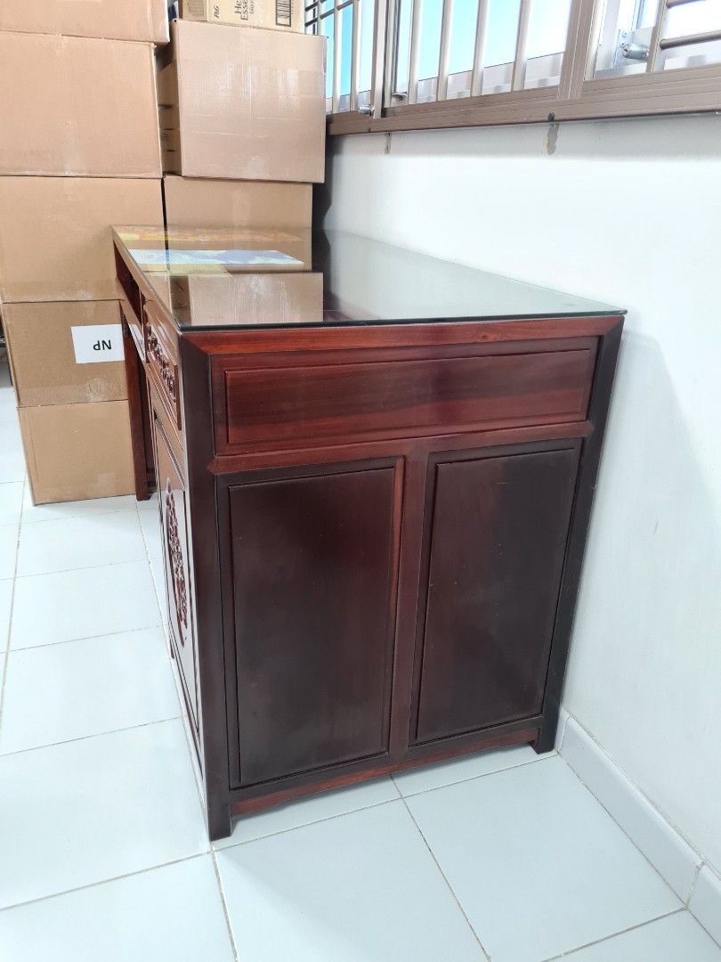 Mahogany Wood Study Table and Chair (Vintage Chinese Style), Furniture ...