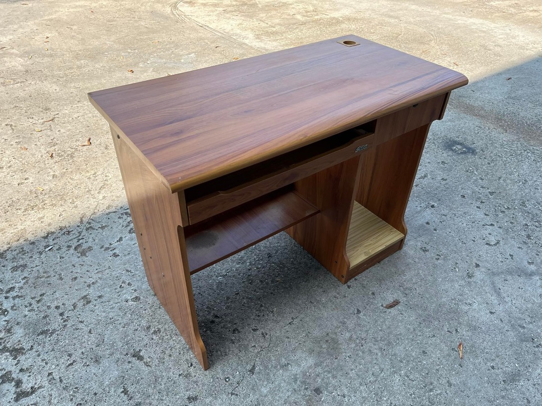 Meja Computer Study Desk Office Table Drawer, Furniture & Home Living ...