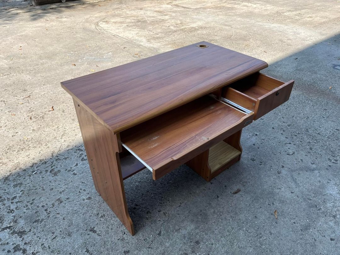 Meja Computer Study Desk Office Table Drawer, Furniture & Home Living ...