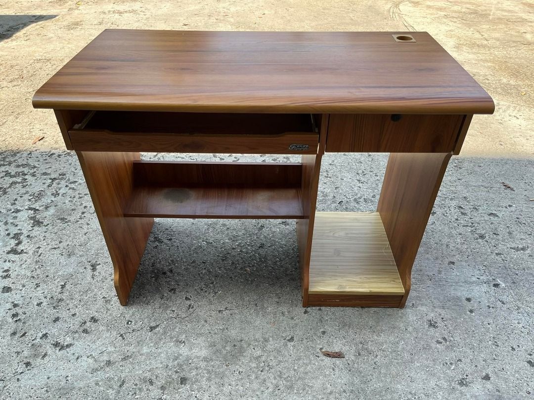 Meja Computer Study Desk Office Table Drawer, Furniture & Home Living ...