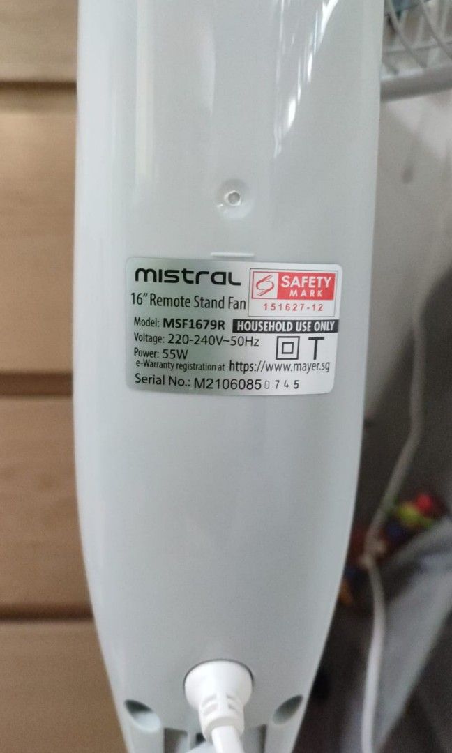 Mistral Fan standing 16" with remote control, Furniture & Home Living ...