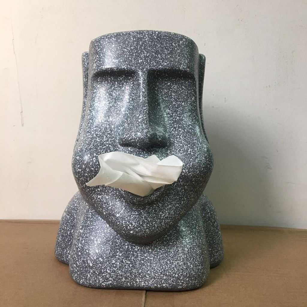 Moai Easter Island Stone Tissue Box, Furniture & Home Living ...
