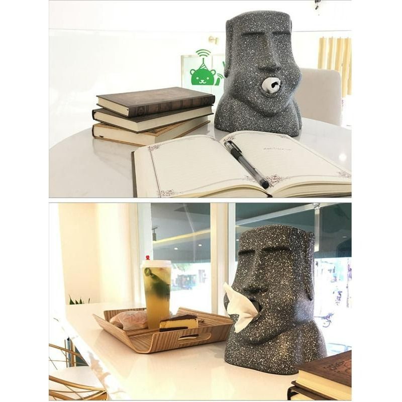 Moai Easter Island Stone Tissue Box, Furniture & Home Living ...