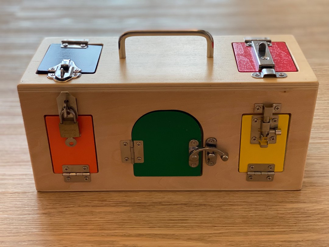 Montessori Wooden Locks and Latches Box, Hobbies & Toys, Toys & Games ...