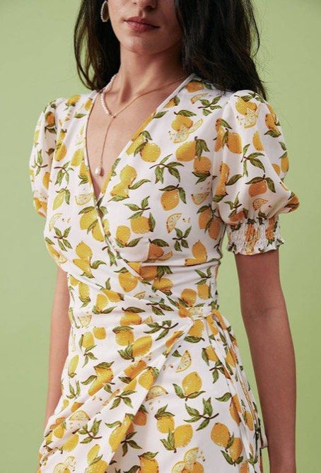 Orange Fruit Print Wrap Midi Dress, Women's Fashion, Dresses & Sets ...